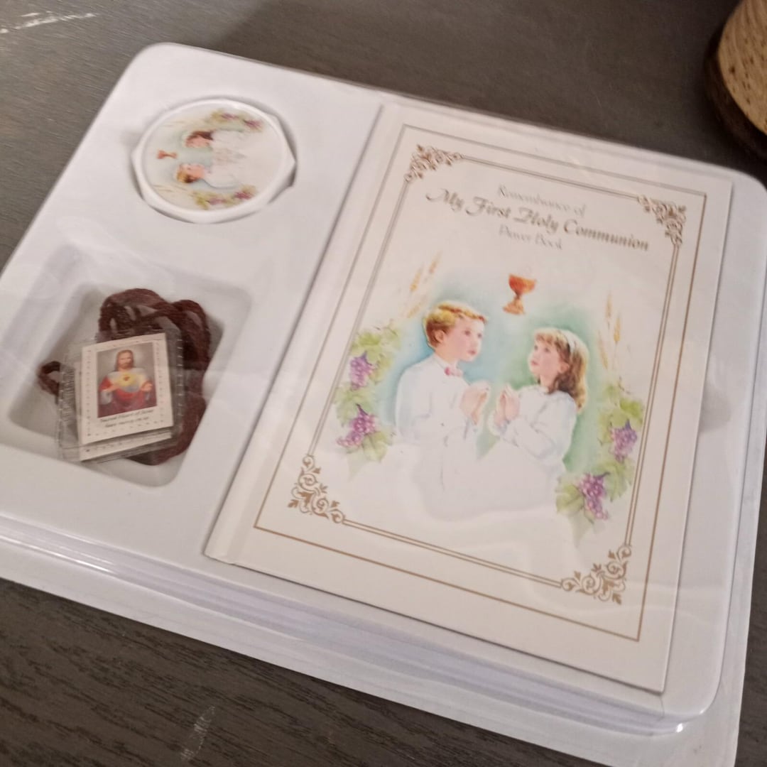 Vintage My First Holy Communion Gift Set W/ Prayer Book Rosary ...