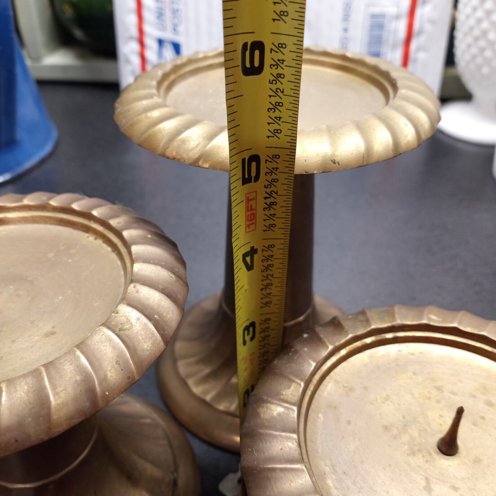 3 Brass Pillar Candle Holders. India. Varying Heights. - Etsy