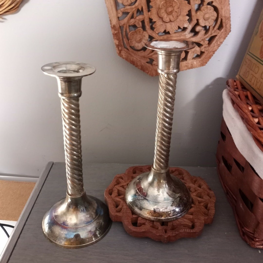 Pair of Silverplate Candlestick Holders. Made in India. - Etsy