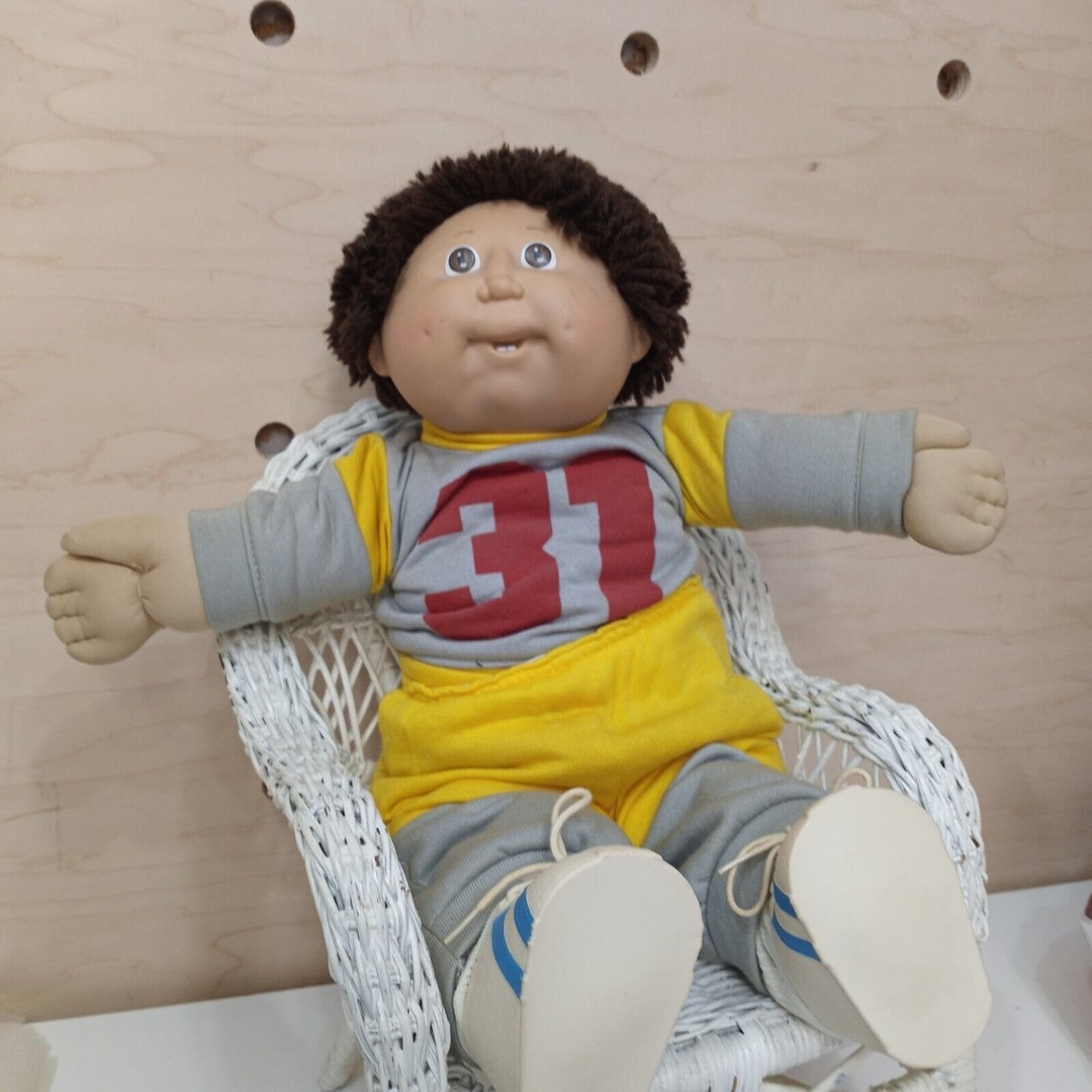 Vintage Boy Cabbage Patch Kid Doll Toy Dark Yarn Hair. - Etsy