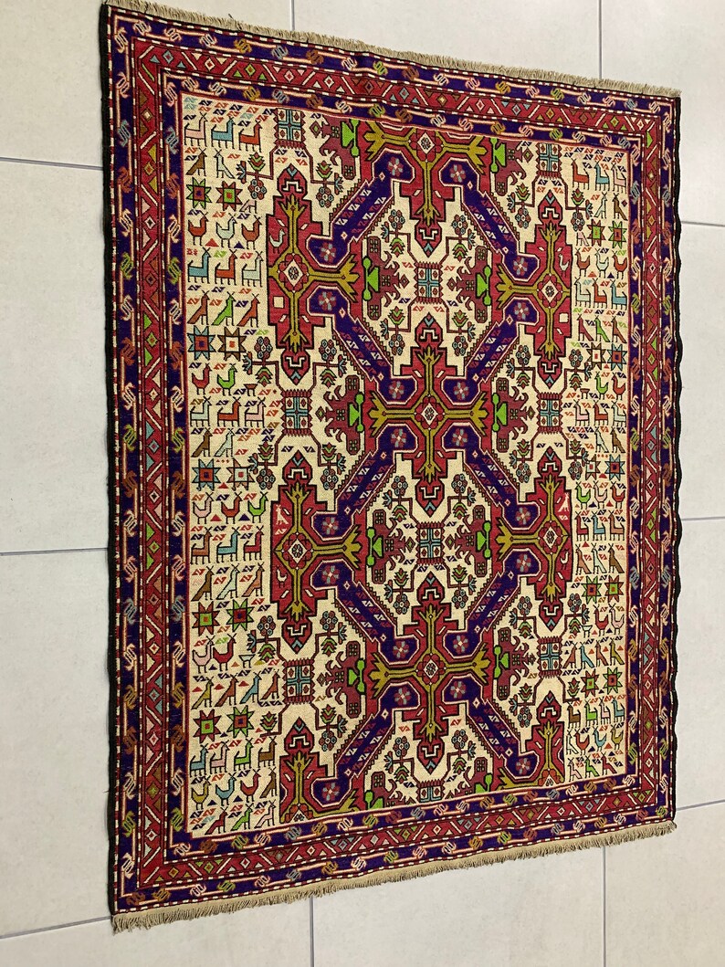 Handmade Pure Silk Sumak Rug .extra Silk Based Sumak,silk Rug,fine Work ...