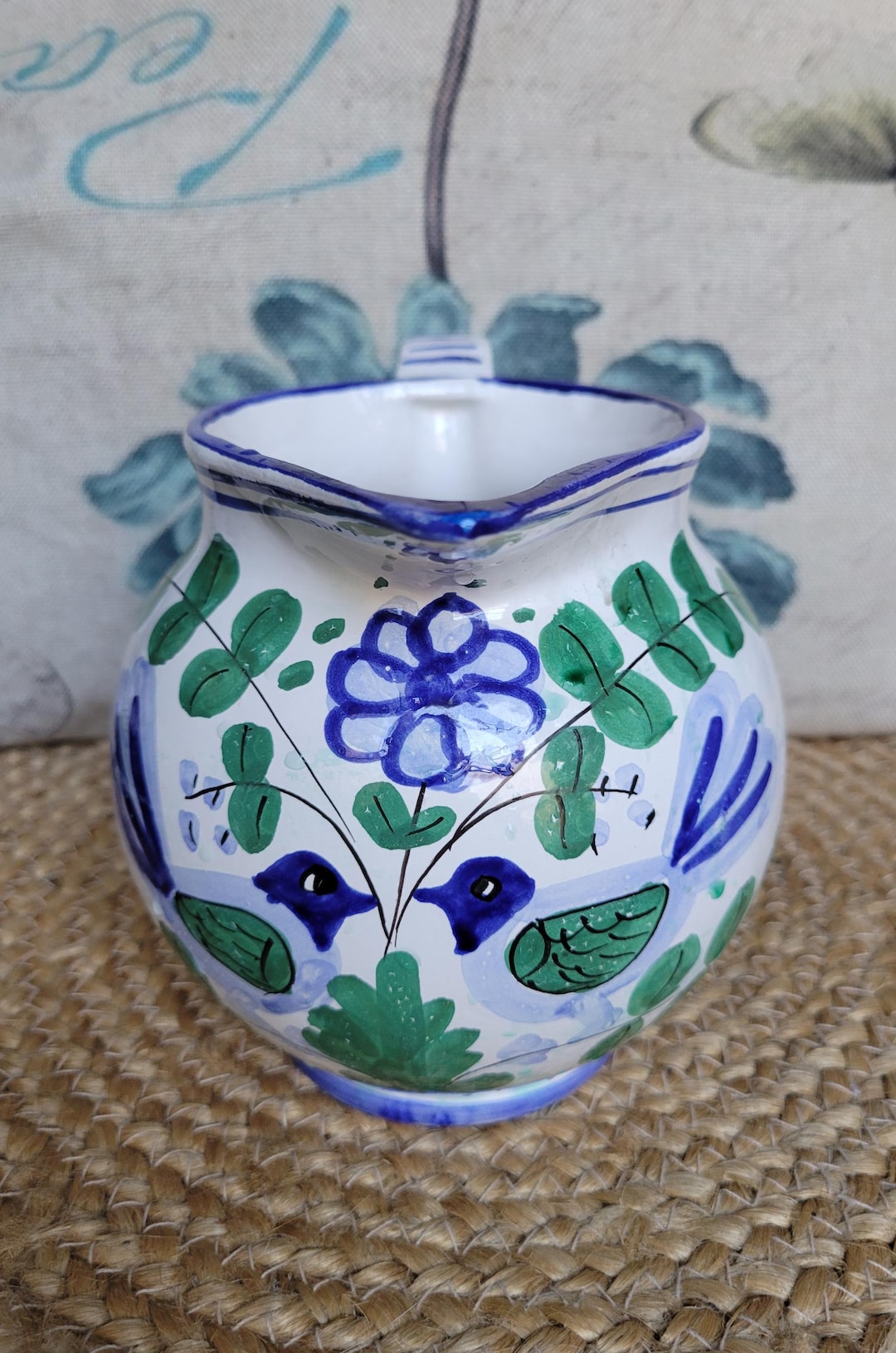 Sigma Taste Setter Pitcher: Hand-painted Ceramic Lovebirds, Made in ...
