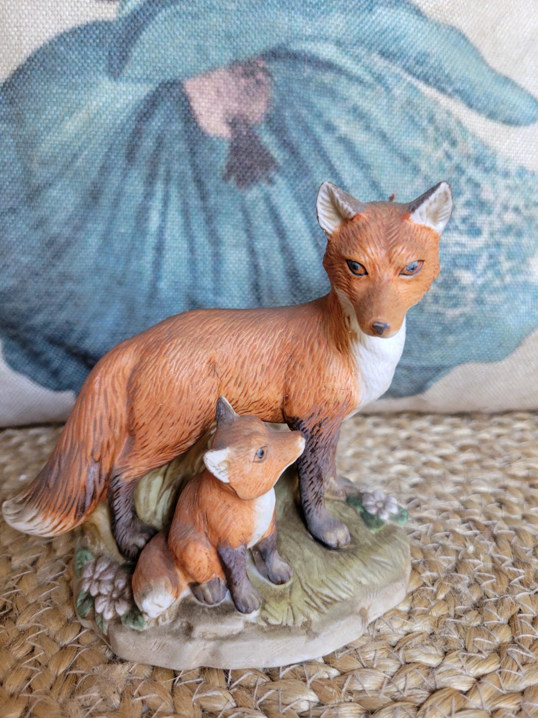 Vintage Homco Red Fox Mom With Pup Porcelain Figurine - Hand Painted ...