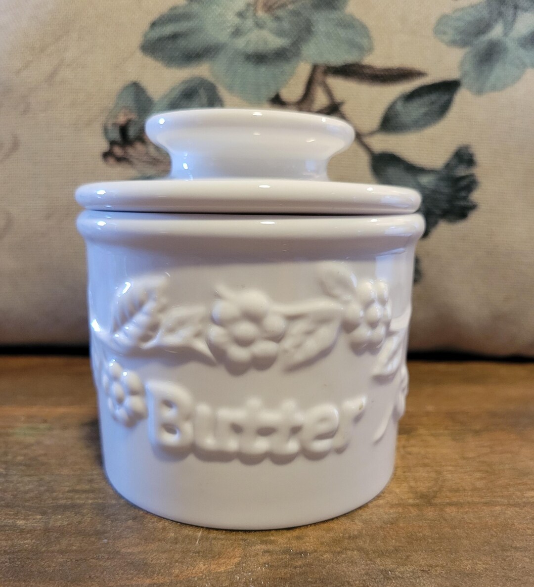 Original French Beurre Butter Bell New Bone China Crock Floral Embossed ...