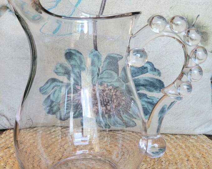 Imperial Glass Candlewick Water Pitcher Ice Lip Large Beaded Handle - 9 ...