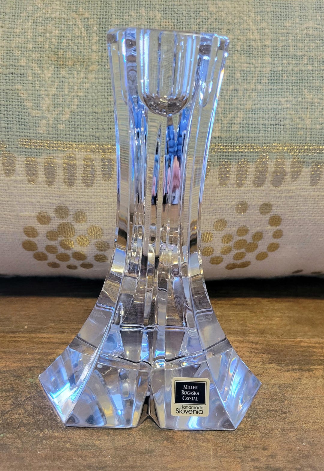 Miller Rogaska Triangle Lead Crystal Taper Candlestick - Handmade in ...