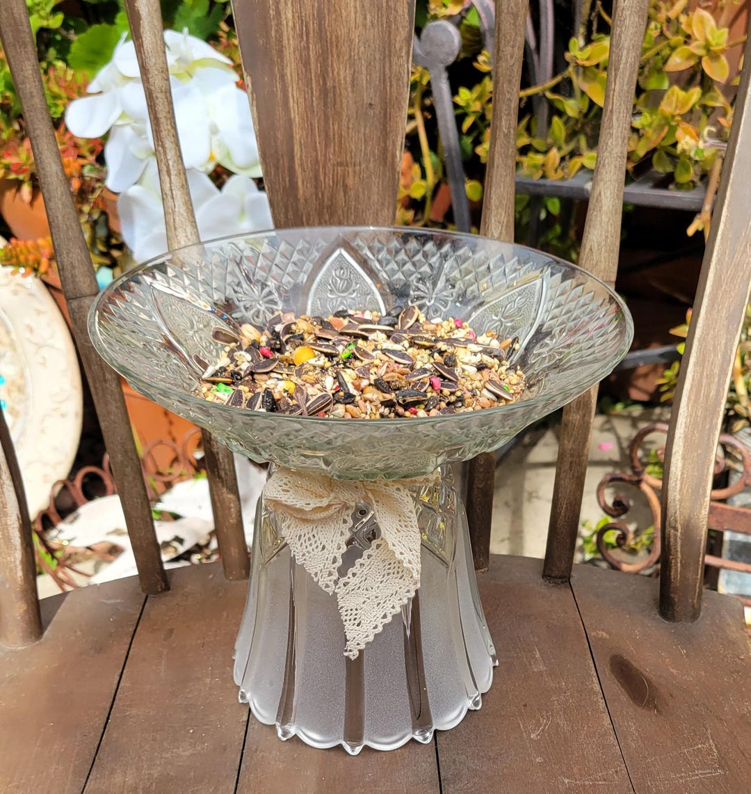 Bird Feeder/bird Bath/floating Flower Bowl Handmade From Vintage ...