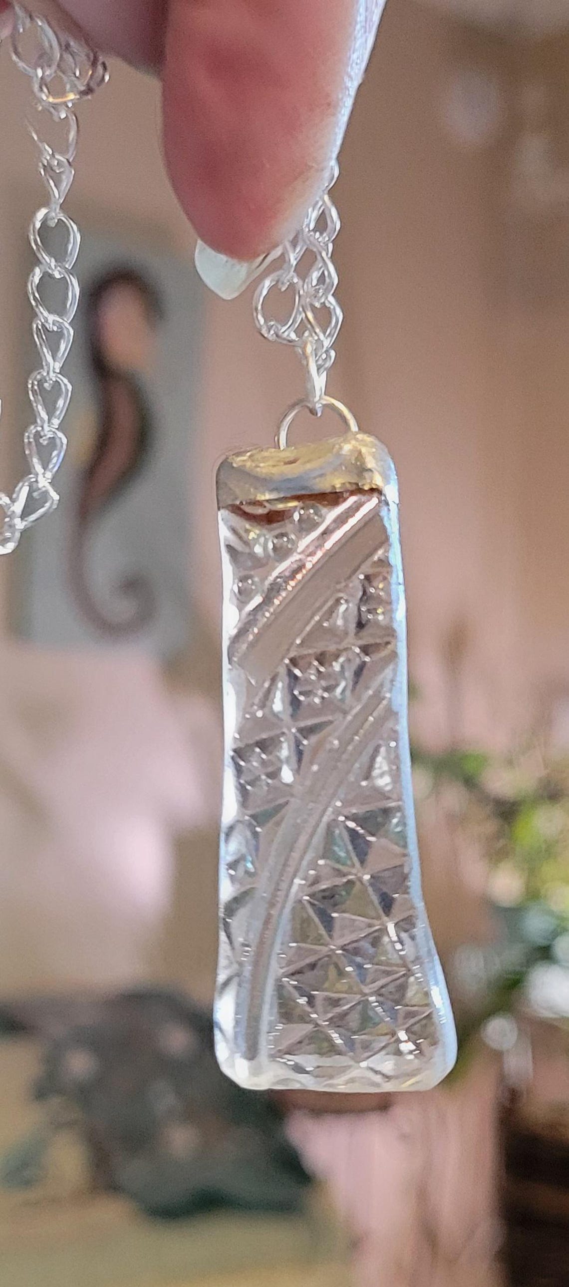 Vintage Embossed Crystal Soldered Top Pendant Necklace With Chain - Etsy