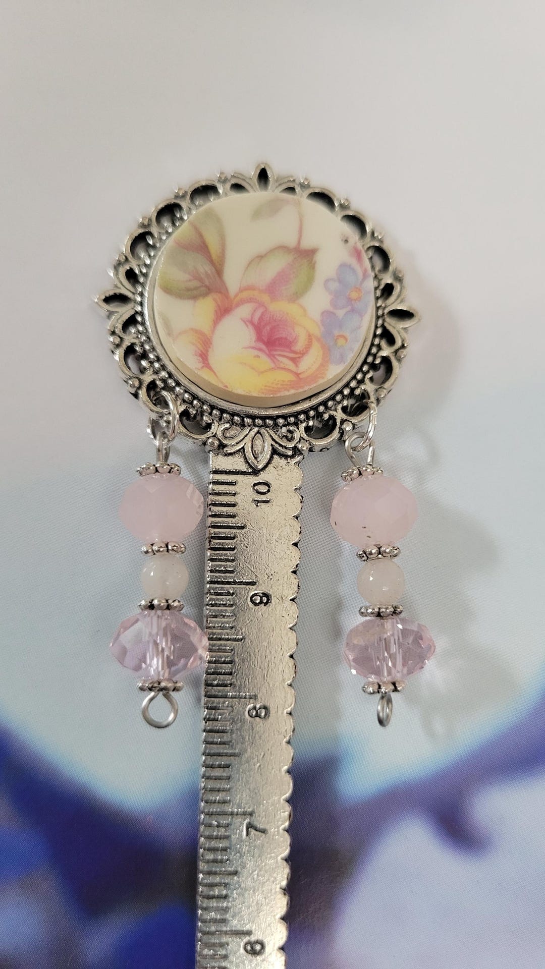 Broken China Homer Laughlin Yellow Rose Beaded Bookmark/letter Opener ...
