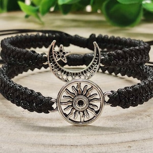 Sun and Moon Bracelet Set - Matching Couple Gift - Handmade Boho ...