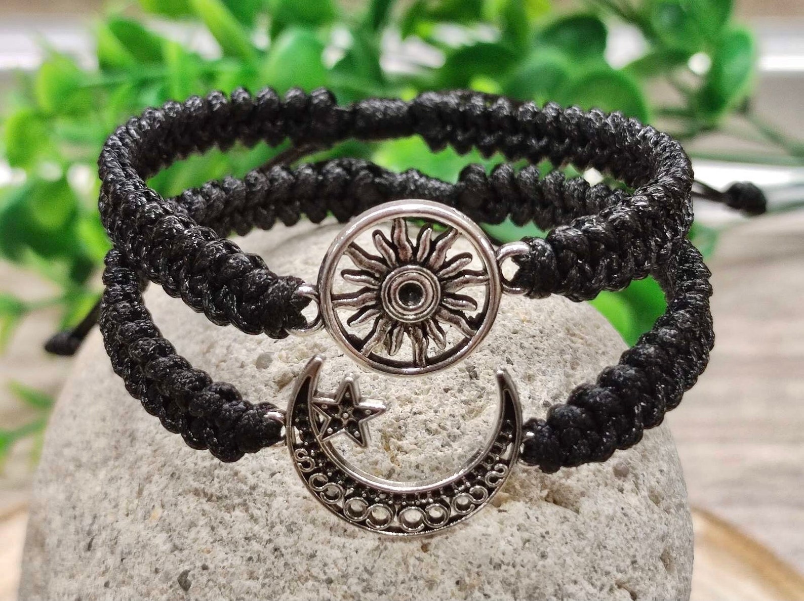 Sun and Moon Bracelet Set - Matching Couple Gift - Handmade Boho ...