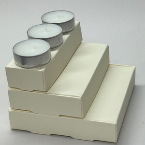 10 X SLIM Boxes TOP Opening Size 120 X 80 X 25mm 6 X Tealights/wax ...