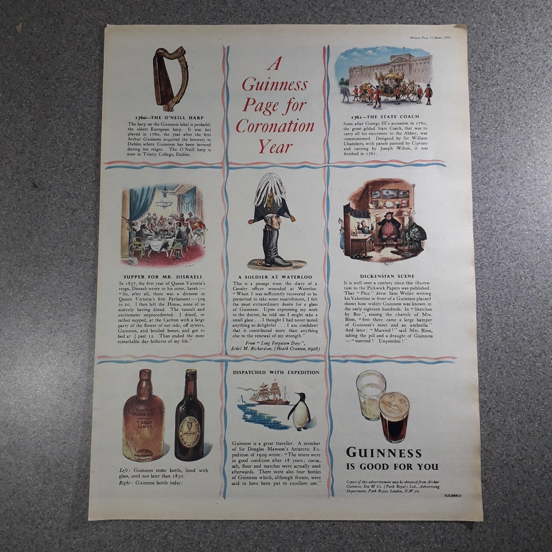 Guinness Stout 1953 Original Paper Magazine Advert - Etsy