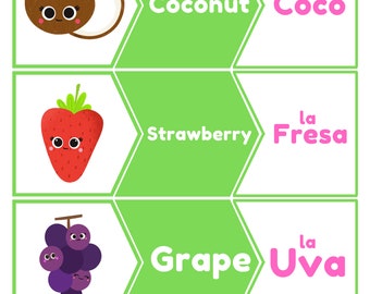English Spanish Food Matching Flashcards Game 60 Cards With 60 Matching ...