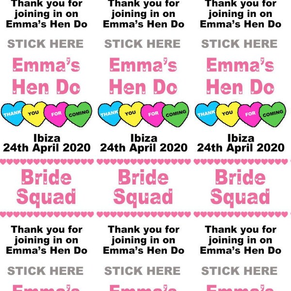 Hen Do Sweet Stickers - Etsy