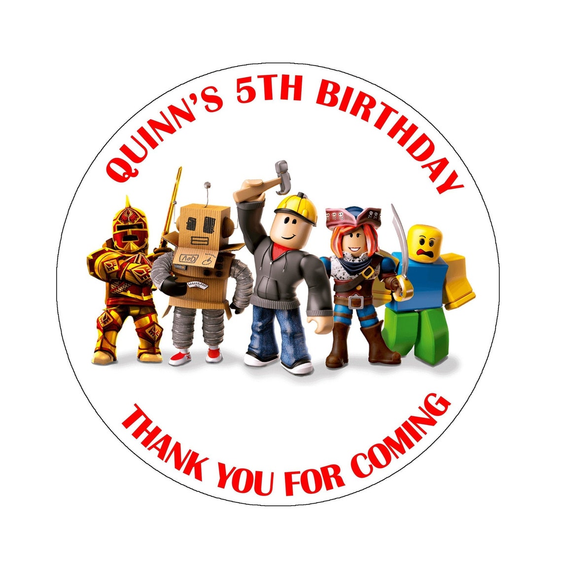 ROBLOX Personalized Birthday Stickers Thank You For Coming | Etsy