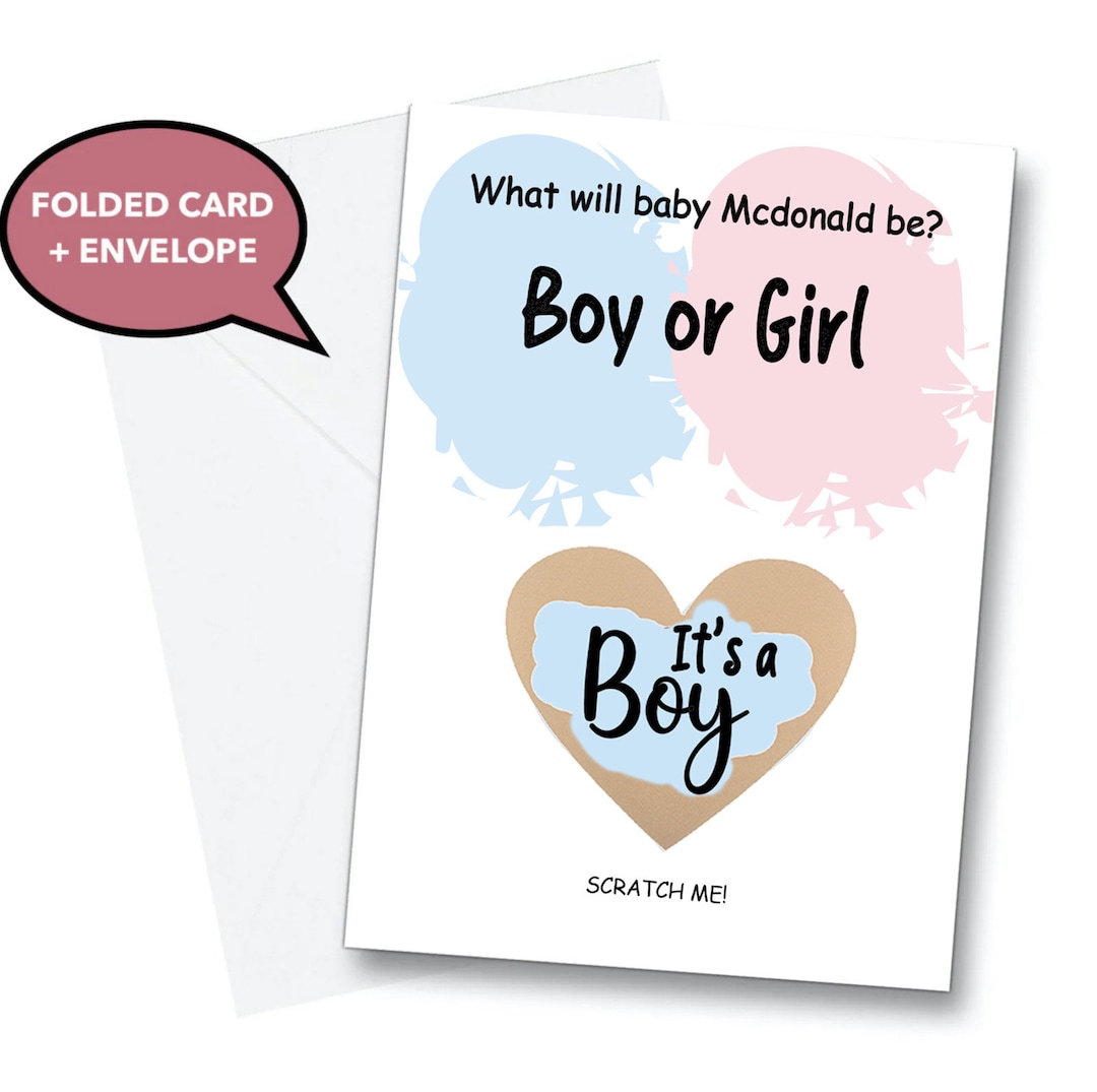 Gender Reveal Card, Gender Reveal Scratch Card, Gender Reveal Ideas ...