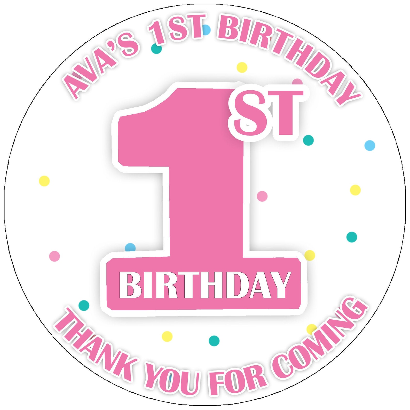 Personalised 1st Birthday Stickers Thank You for Coming Party Sweet ...