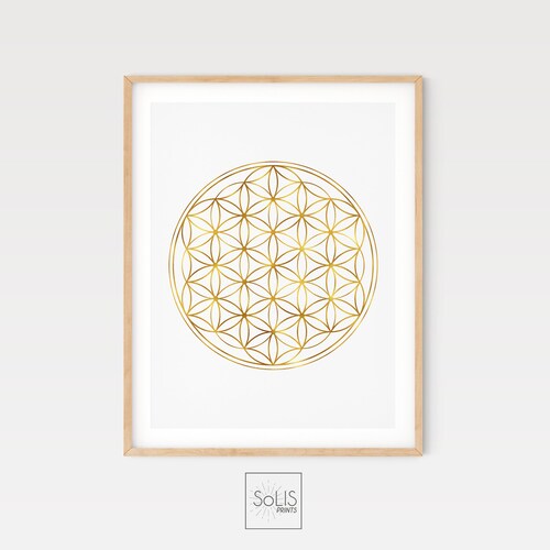 Flower of Life Print Sacred Geometry Print Gold Foil Decor | Etsy