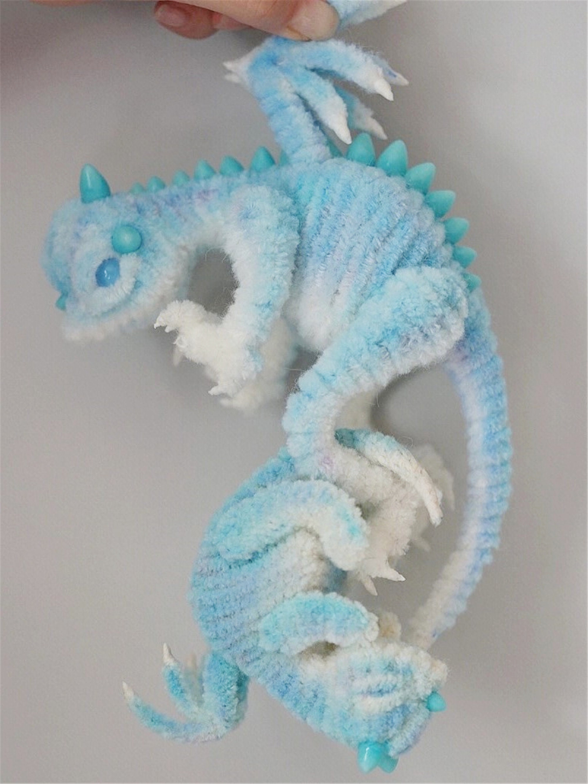 Sleepy Dragon Plush Dolls,teacup Mini Dragon,light Blue Fluffy Dragon ...
