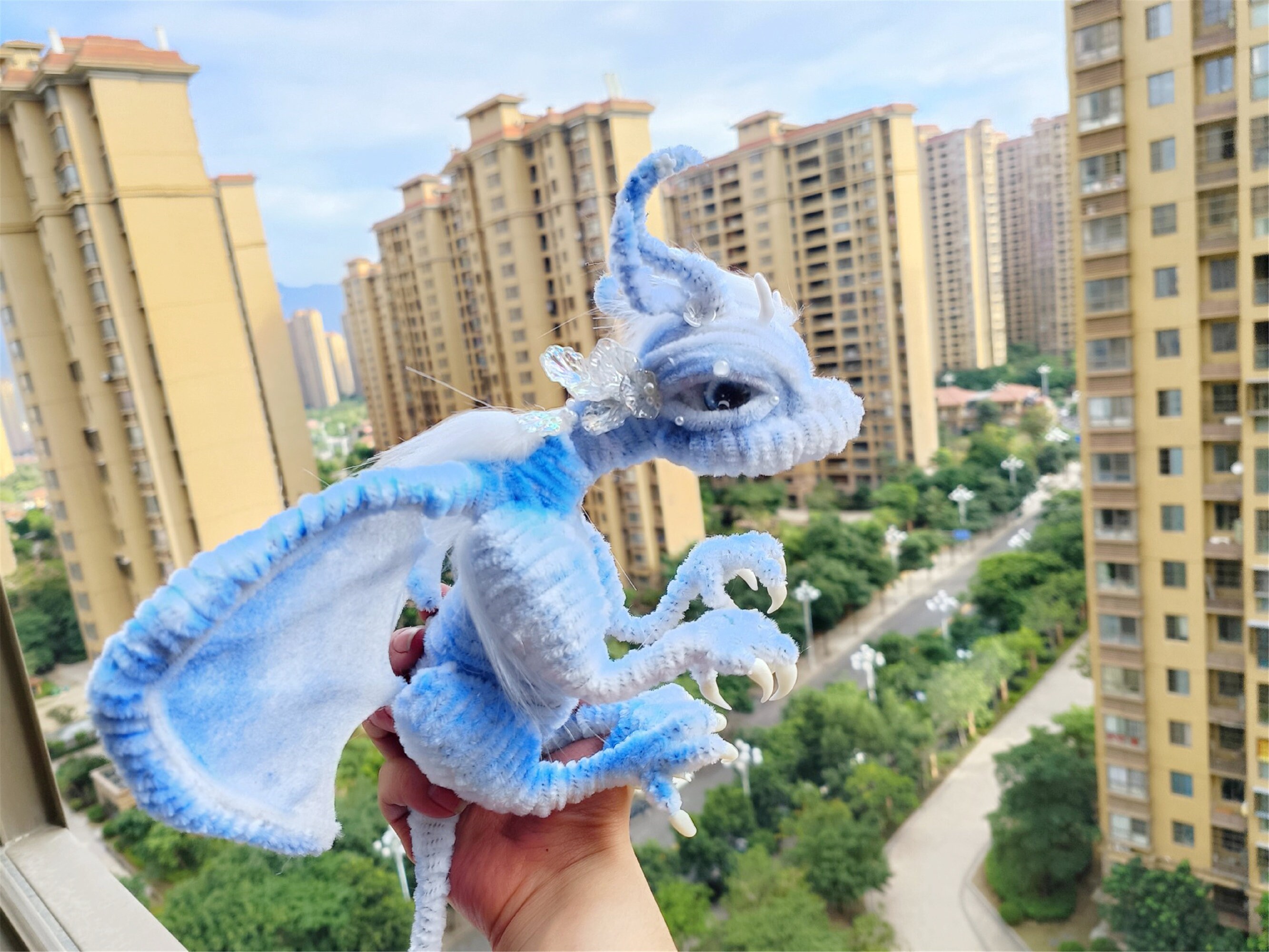 Blue Fluffy Dragon Dolls,custom Plush Dragons,personalized Realistic ...
