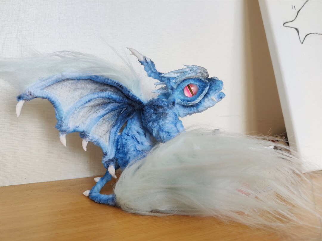 Blue Fluffy Dragon Dolls,custom Plush Dragon,personalized Realistic ...