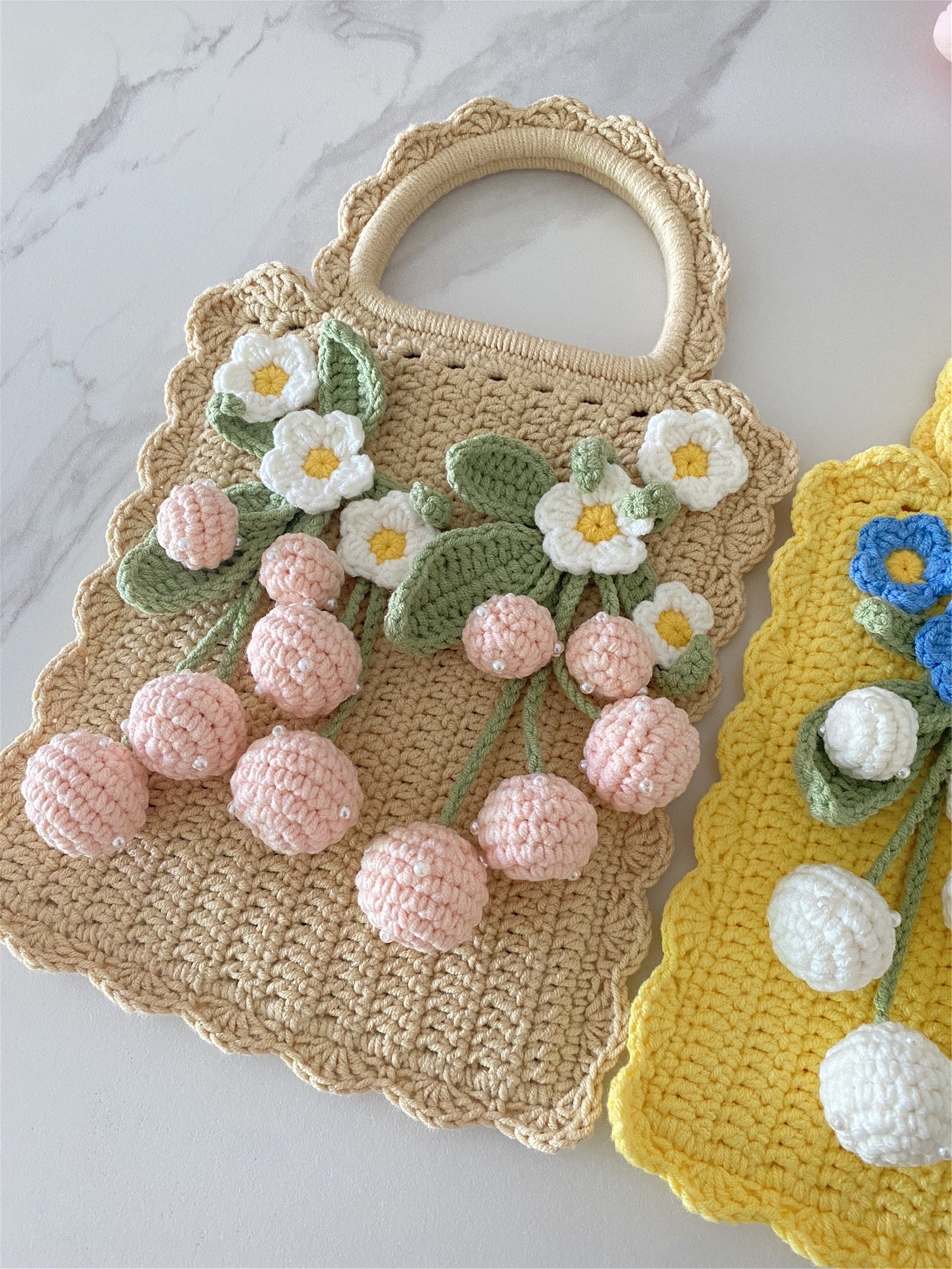 Flower Crochet Tote Bag,boho Crochet Bags,personalized Floral Crochet ...