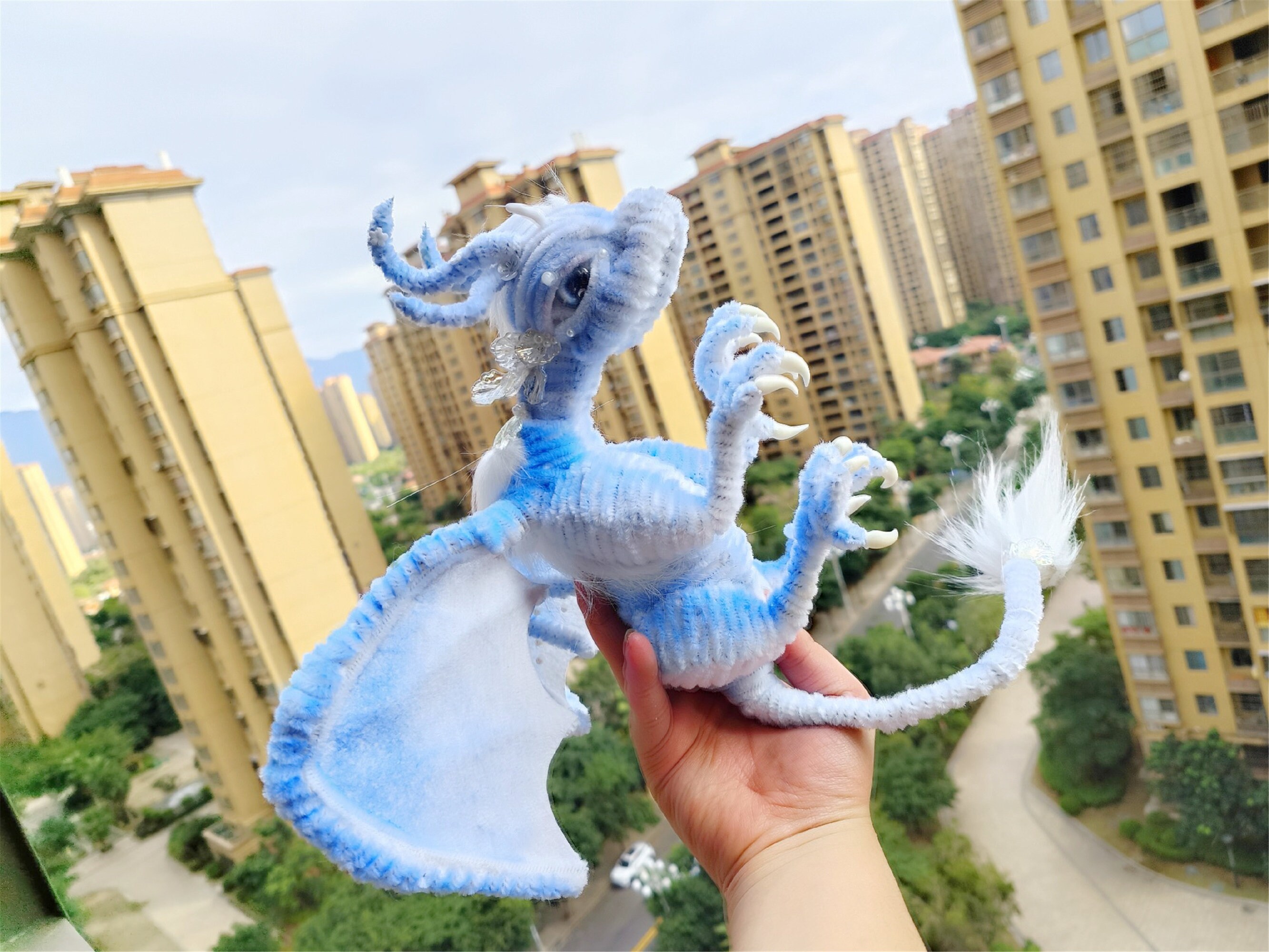 Blue Fluffy Dragon Dolls,custom Plush Dragons,personalized Realistic ...