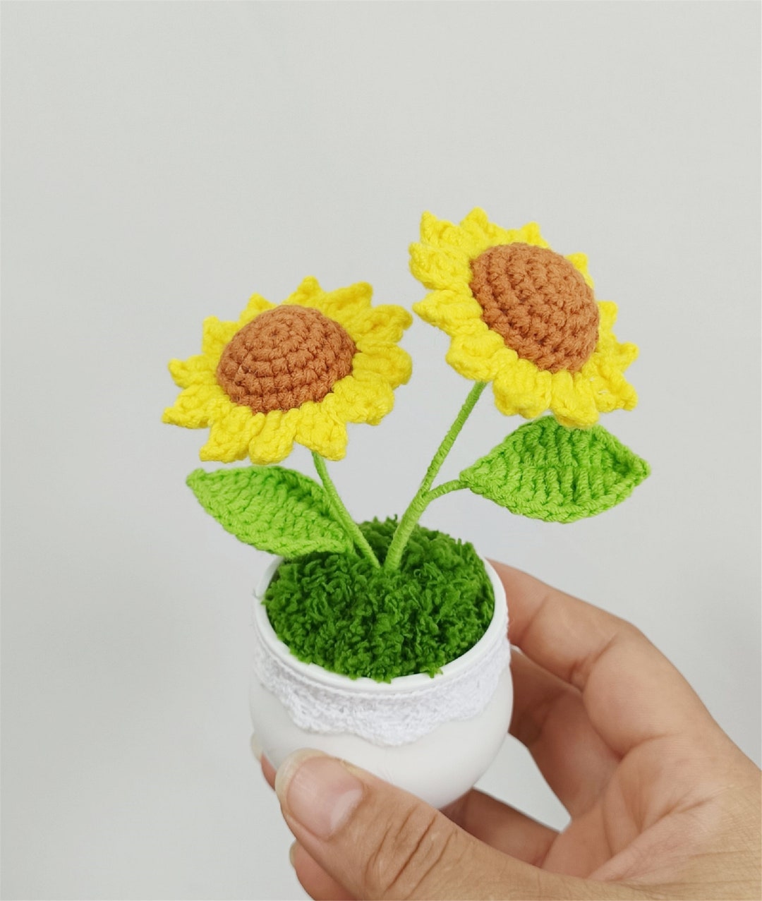 Sunflower Plush Doll, Crochet Ragdoll,rose Crochet Ornament,white ...