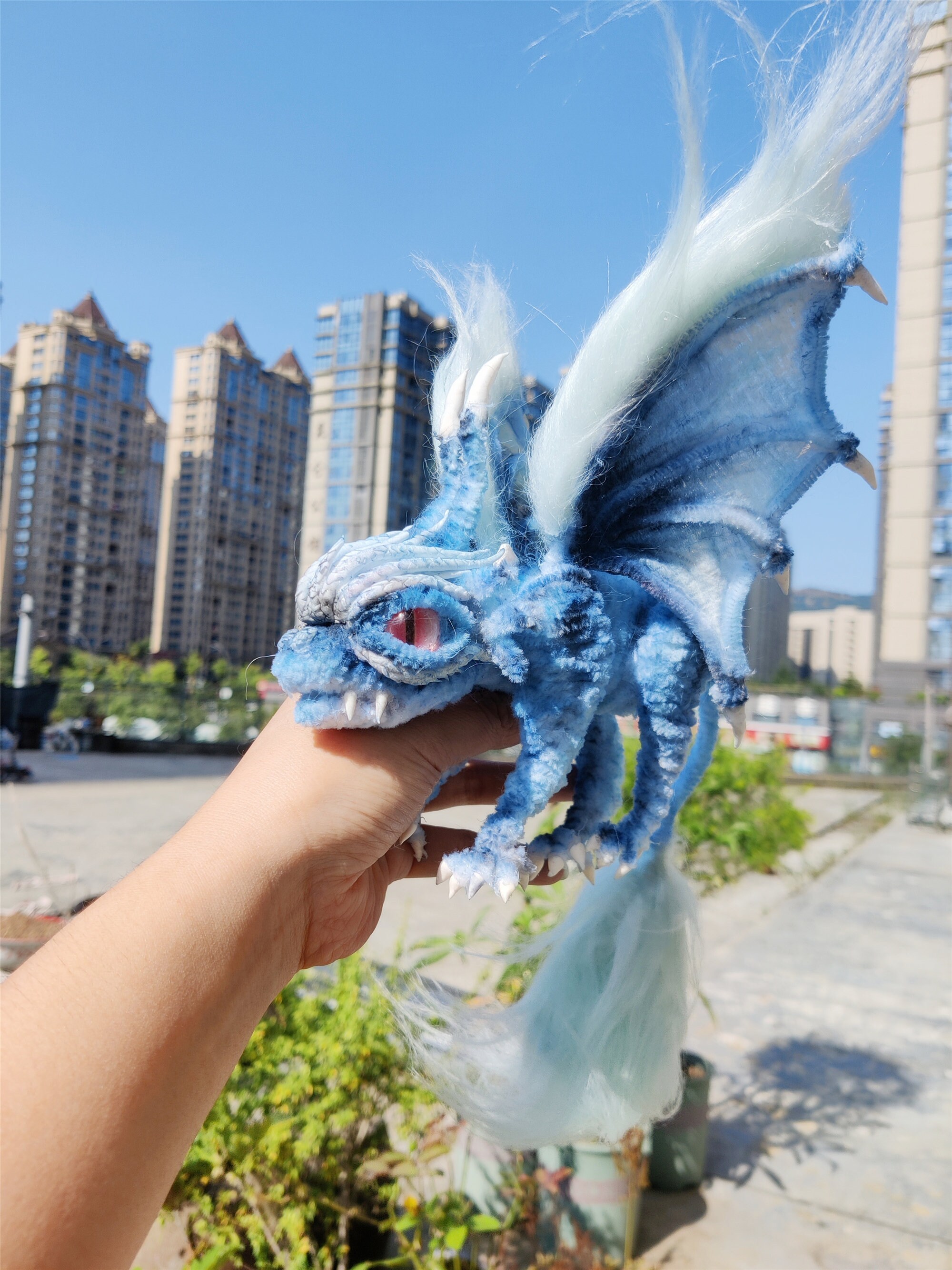 Blue Fluffy Dragon Dolls,custom Plush Dragon,personalized Realistic ...