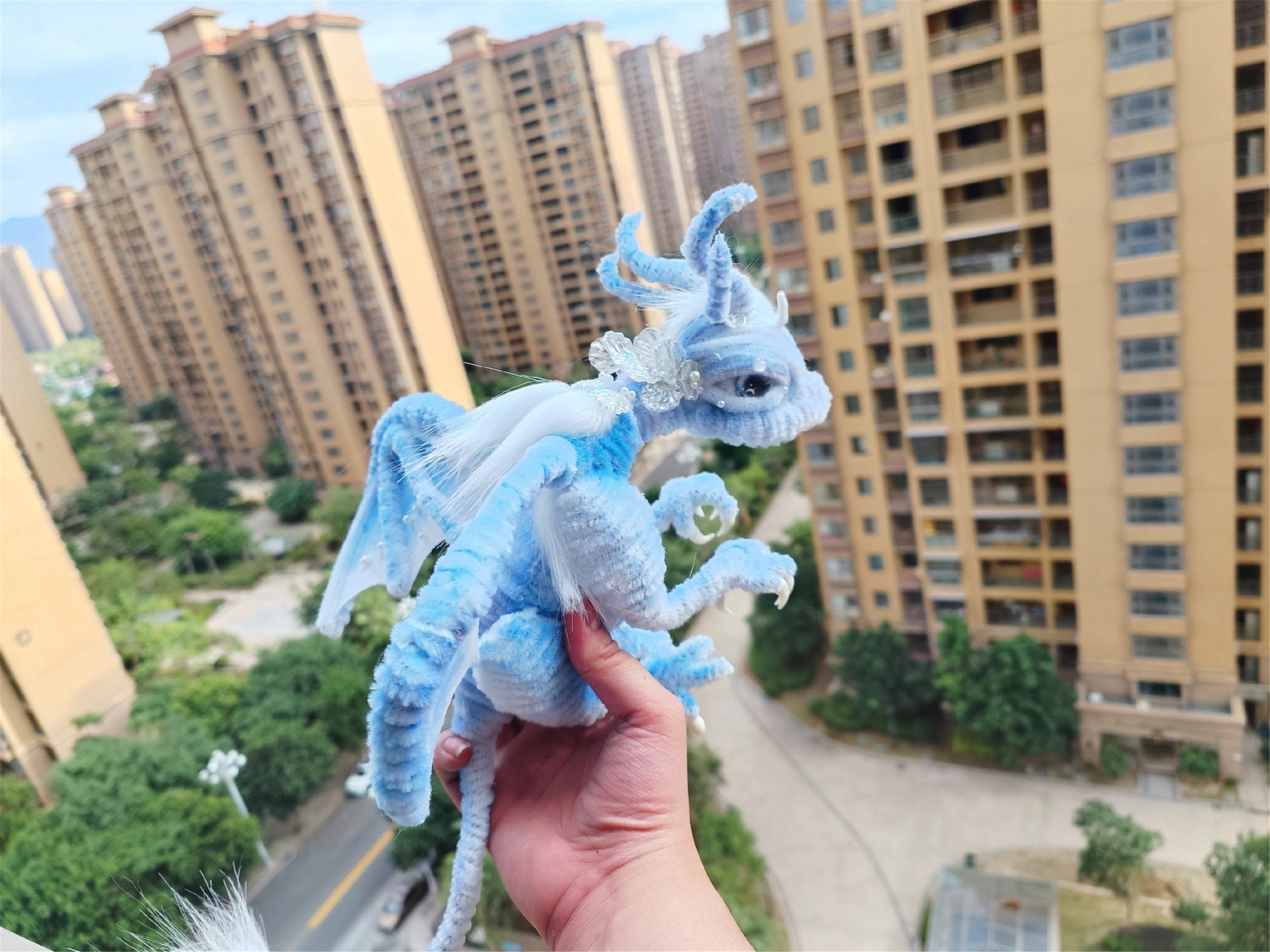 Blue Fluffy Dragon Dolls,custom Plush Dragons,personalized Realistic ...