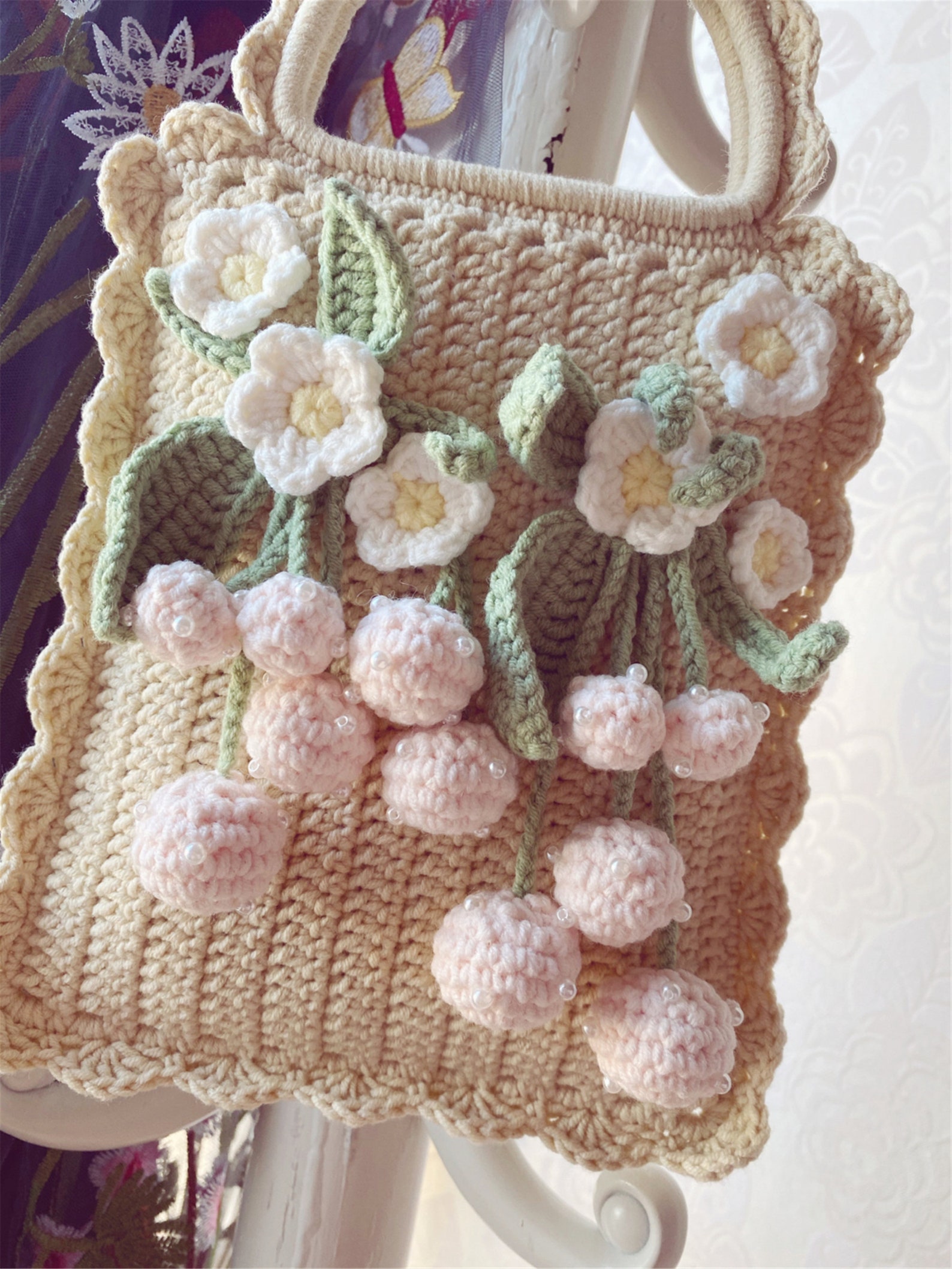 Flower Crochet Tote Bag,boho Crochet Bags,personalized Floral Crochet ...