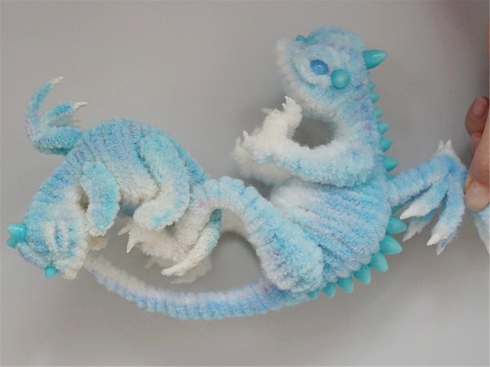 Sleepy Dragon Plush Dolls,teacup Mini Dragon,light Blue Fluffy Dragon ...