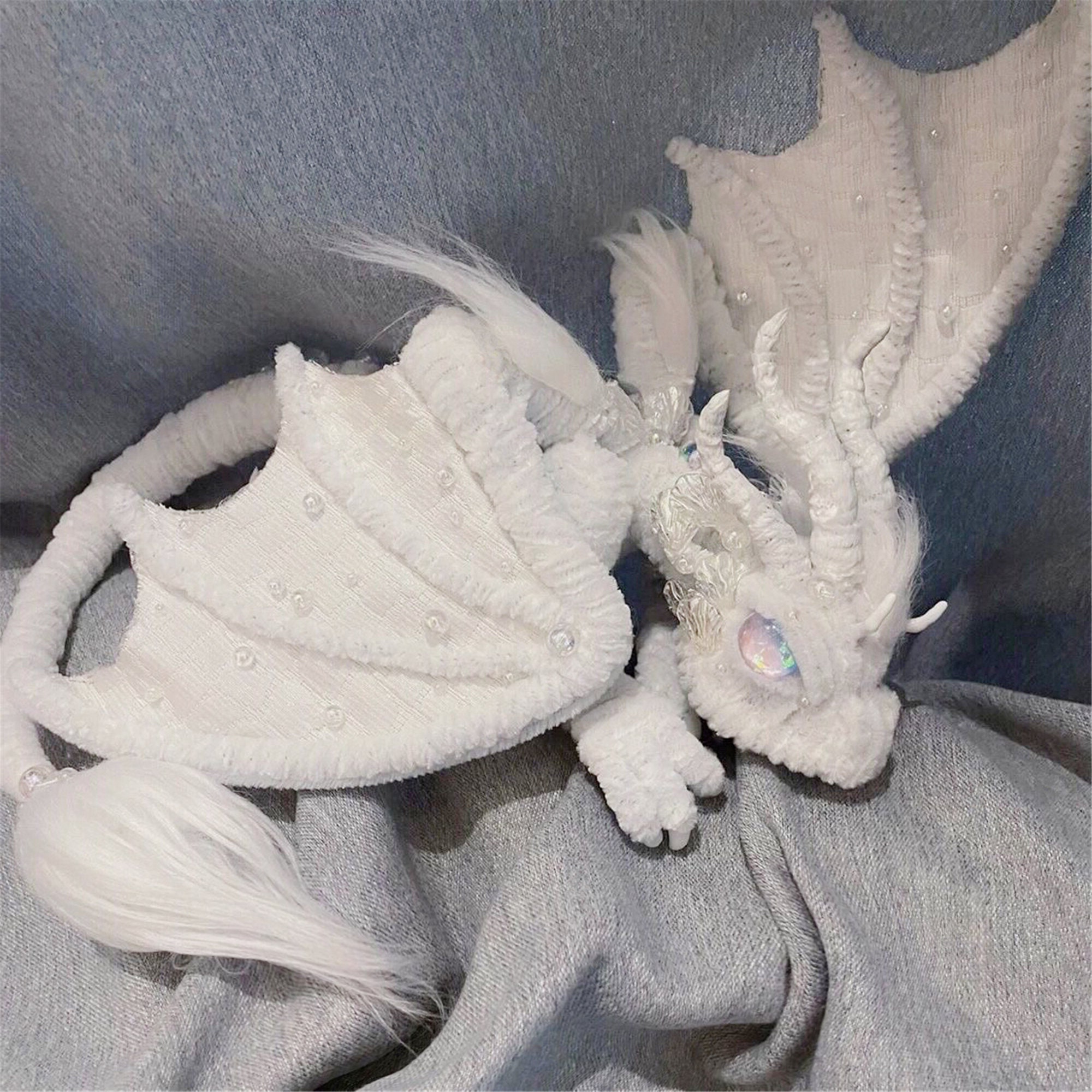 White Dragon Doll,custom Gray Plush Dragon Toy,personalized Realistic ...