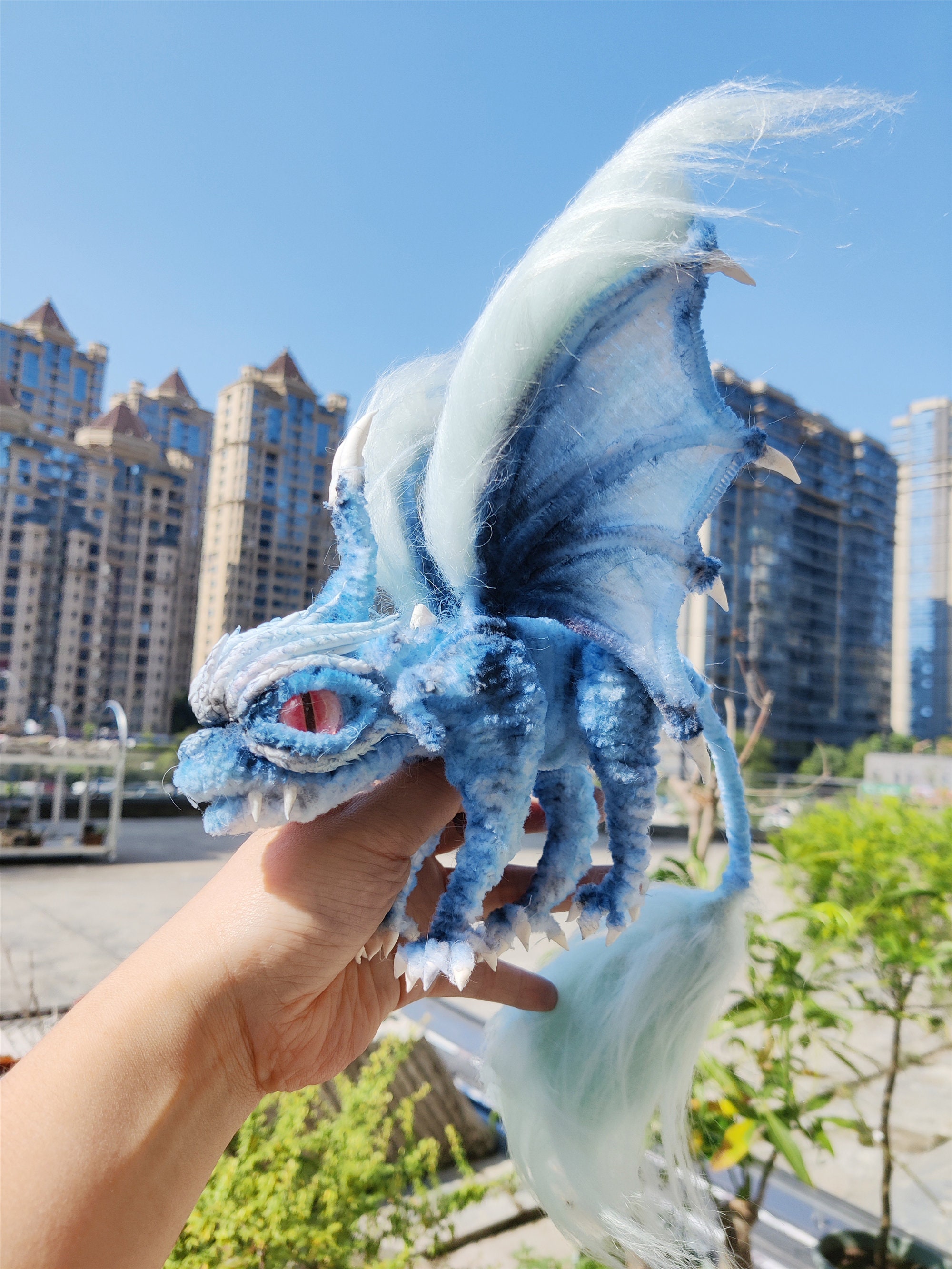 Blue Fluffy Dragon Dolls,custom Plush Dragon,personalized Realistic ...