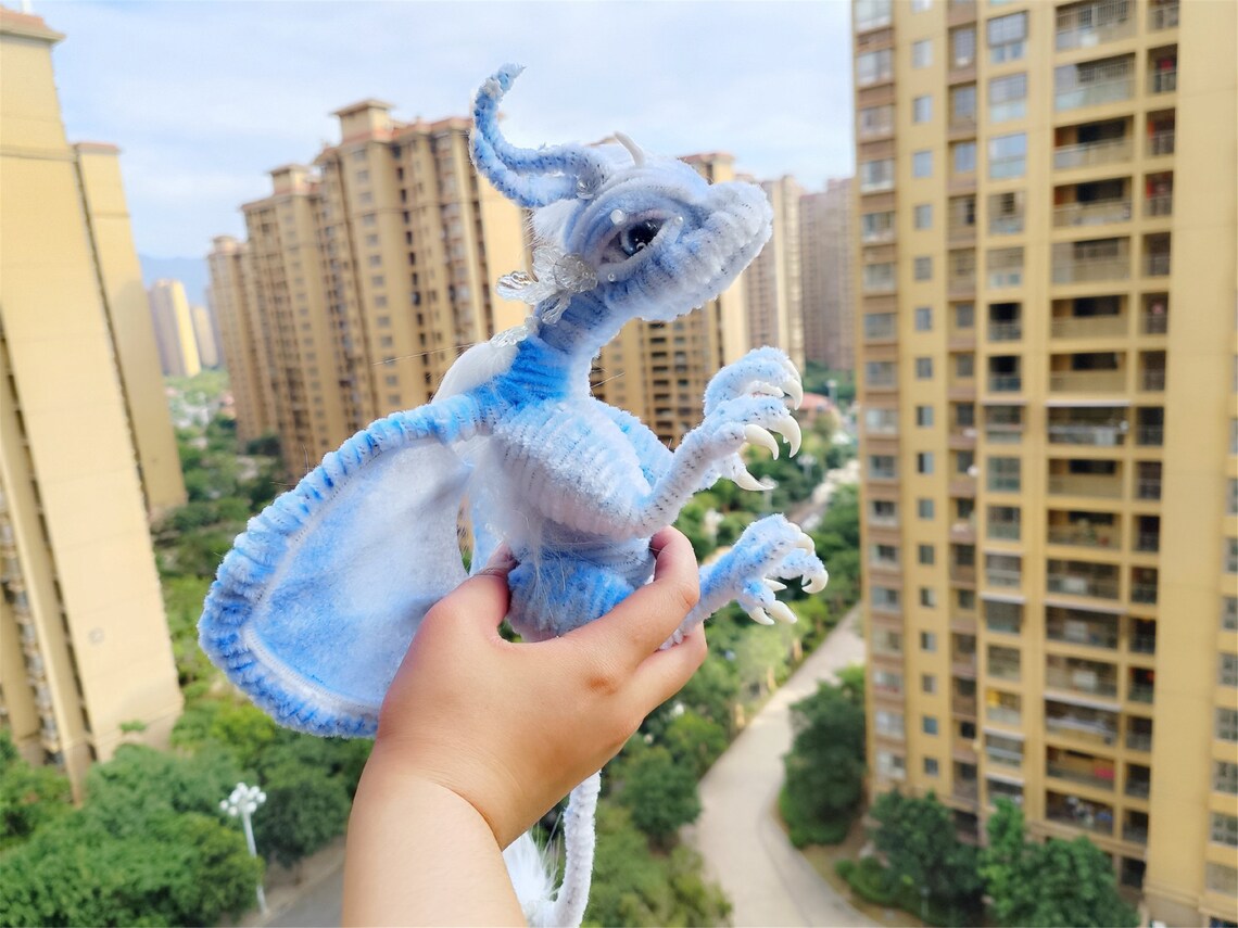 Blue Fluffy Dragon Dolls,custom Plush Dragons,personalized Realistic ...