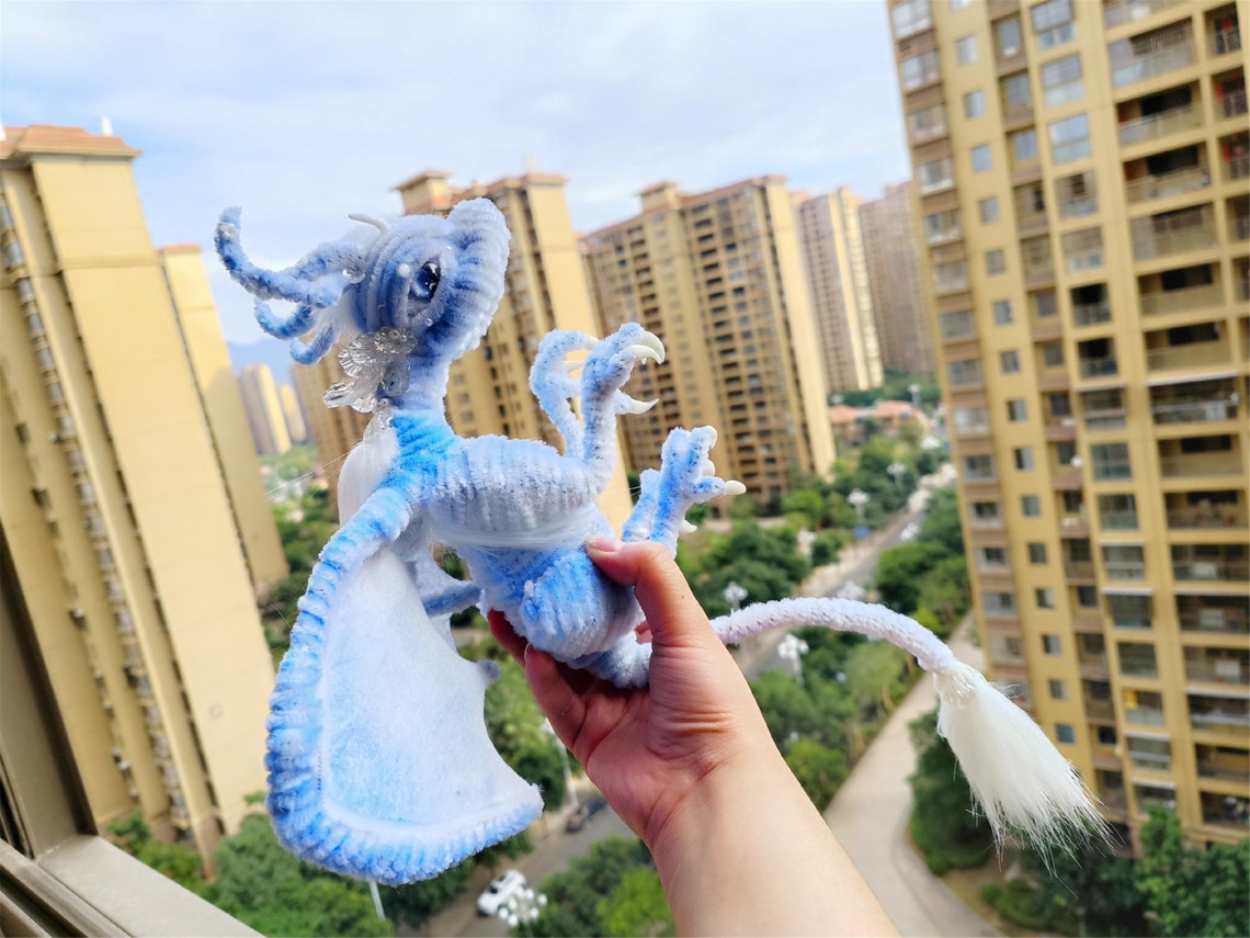 Blue Fluffy Dragon Dolls,custom Plush Dragons,personalized Realistic ...