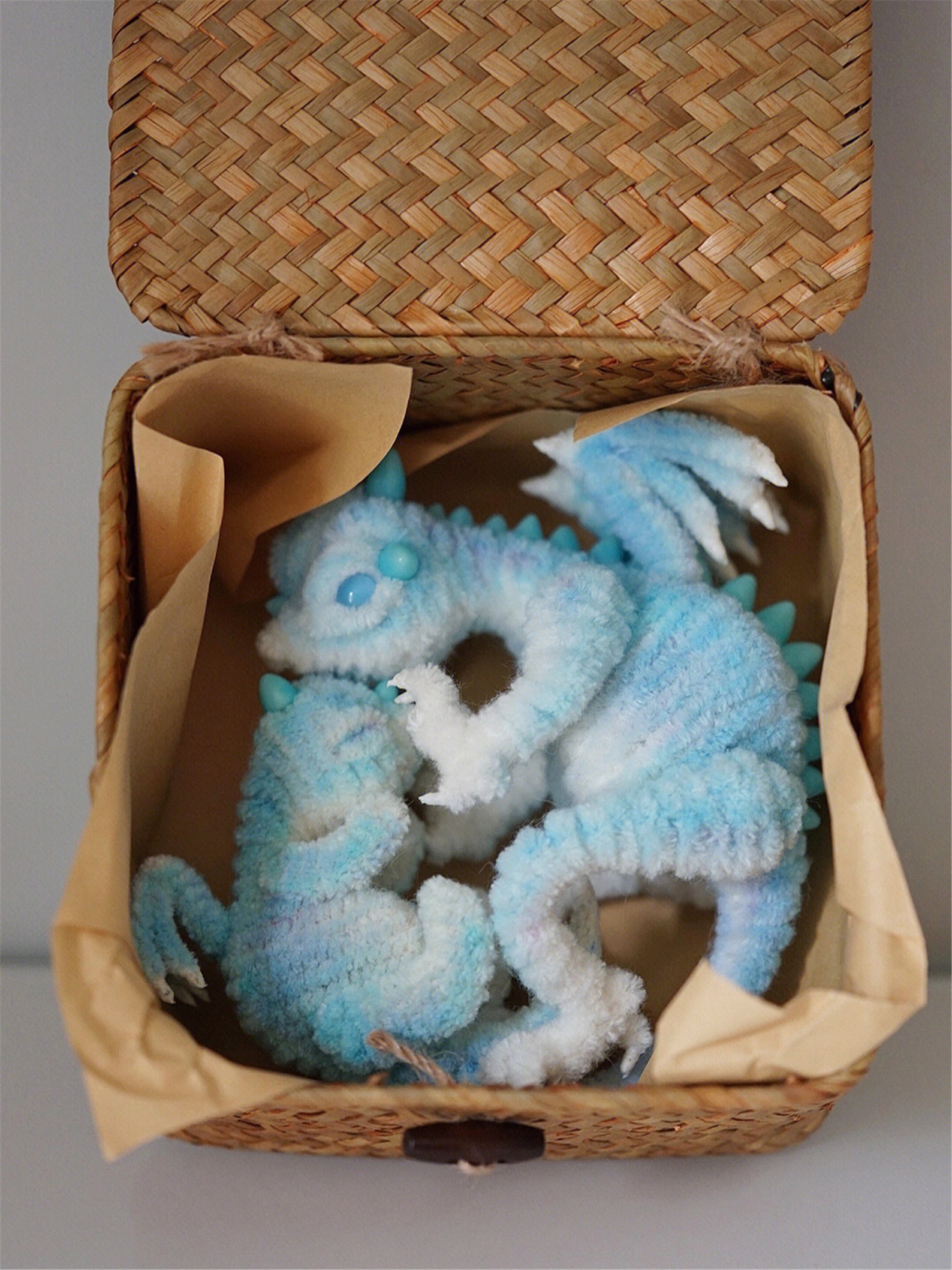 Sleepy Dragon Plush Dolls,teacup Mini Dragon,light Blue Fluffy Dragon ...