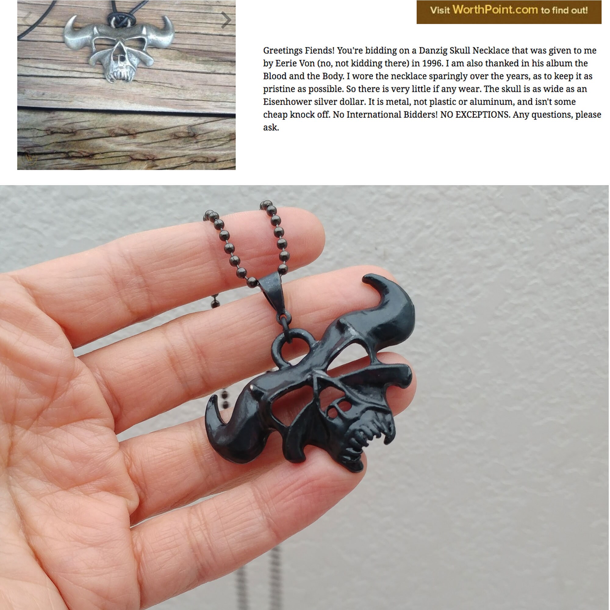 Danzig Skull Pendant Antiqued Silver Skull on Ball Chain - Etsy