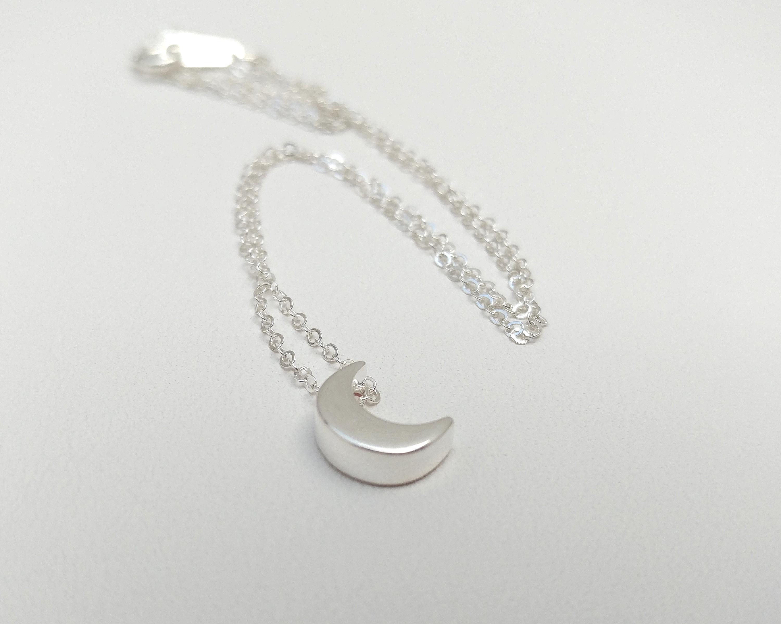 Floating Silver Moon Pendant | 925 Sterling Silver Jewelry | Delicate ...