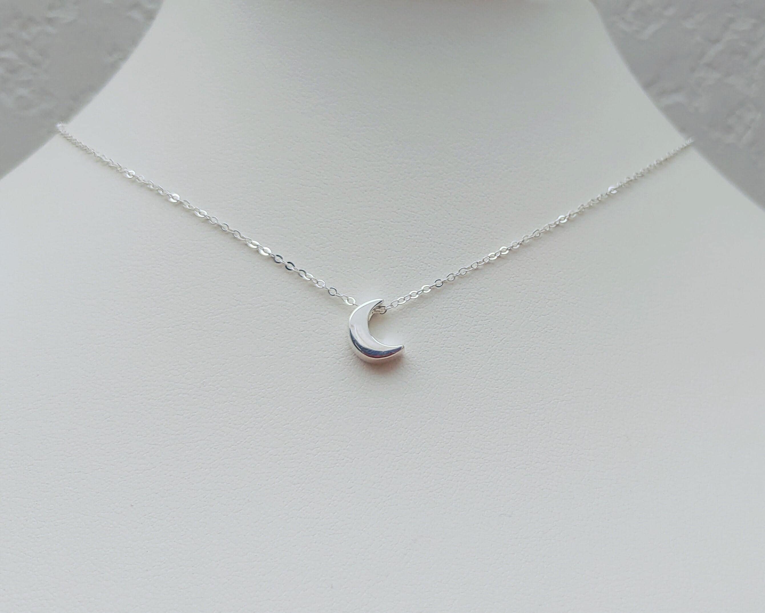 Floating Silver Moon Pendant | 925 Sterling Silver Jewelry | Delicate ...