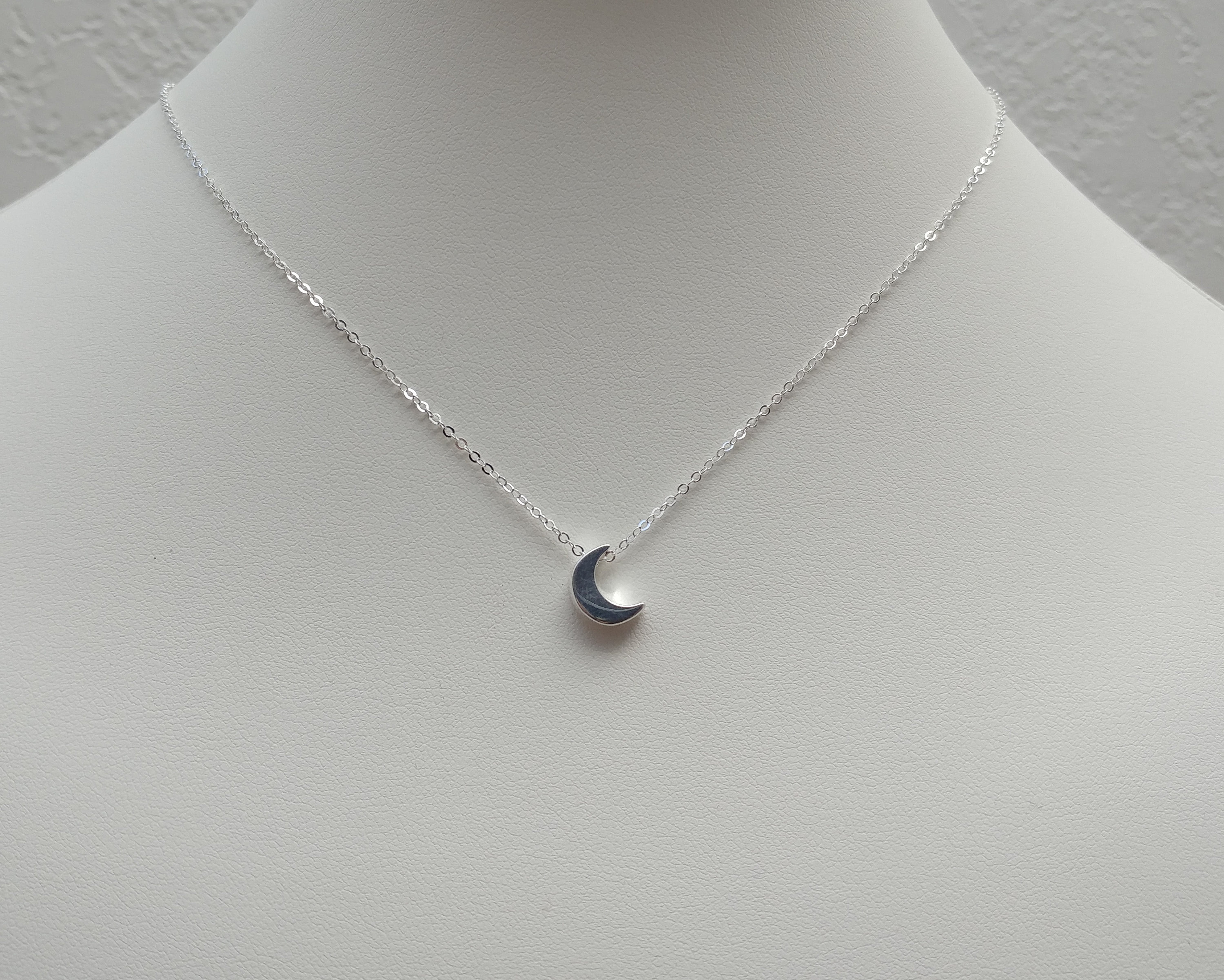 Floating Silver Moon Pendant | 925 Sterling Silver Jewelry | Delicate ...
