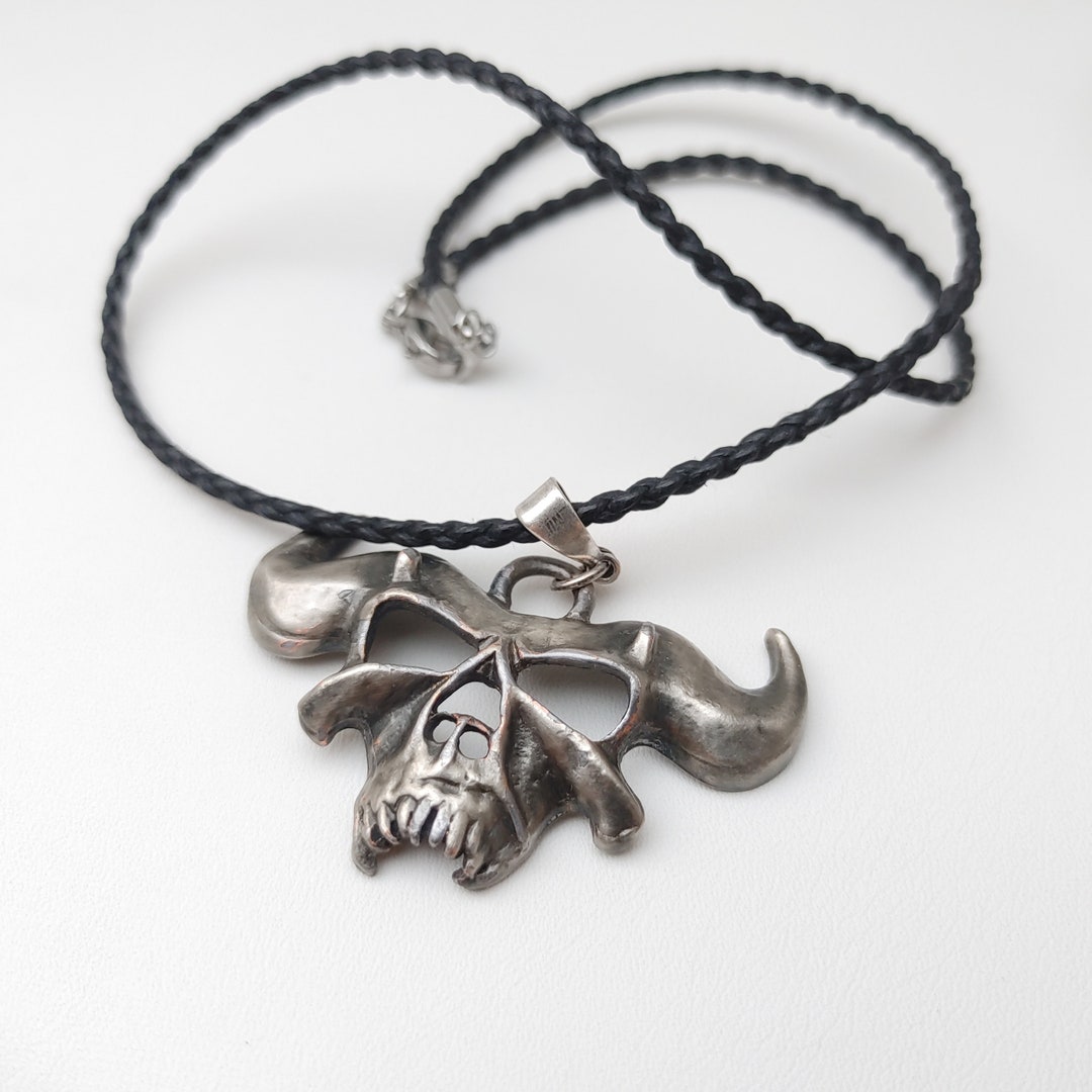 Danzig Skull Pendant | Antiqued Silver Skull on Ball Chain - Etsy