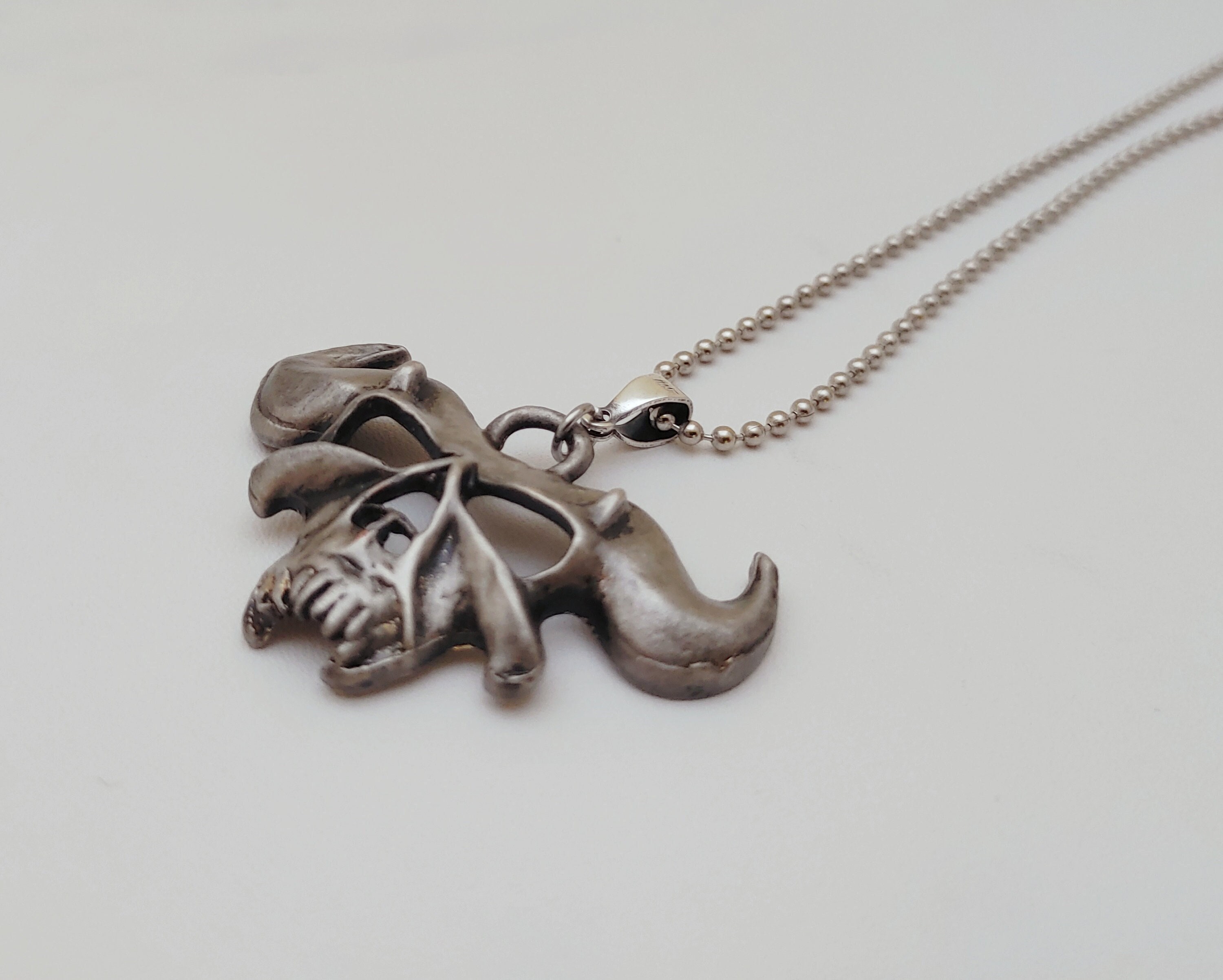 Danzig Skull Pendant Antiqued Silver Skull on Ball Chain - Etsy