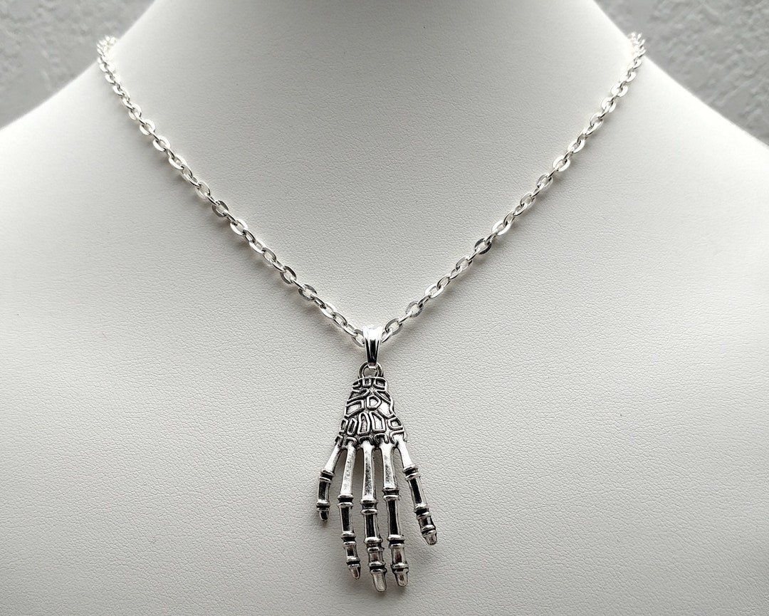 Skeletal Hand Pendant Left Hand Black Halloween Jewelry Skull ...