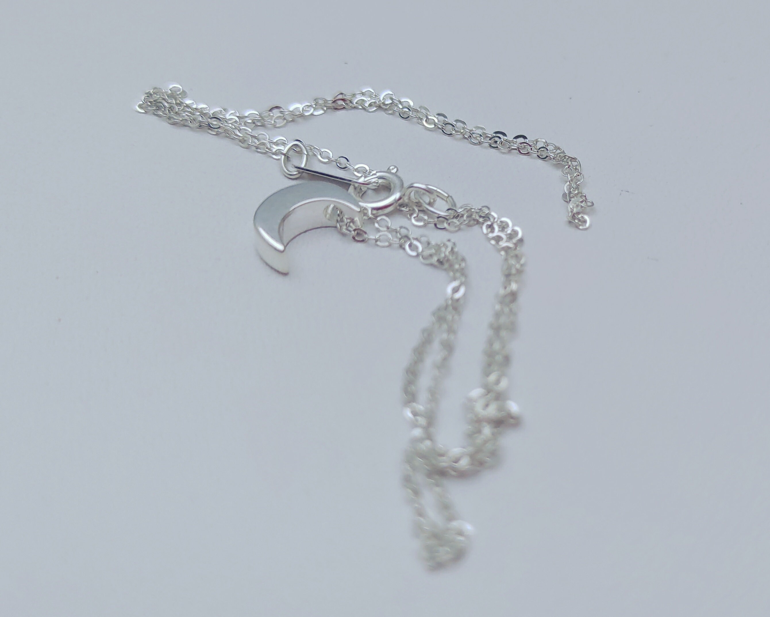 Floating Silver Moon Pendant | 925 Sterling Silver Jewelry | Delicate ...