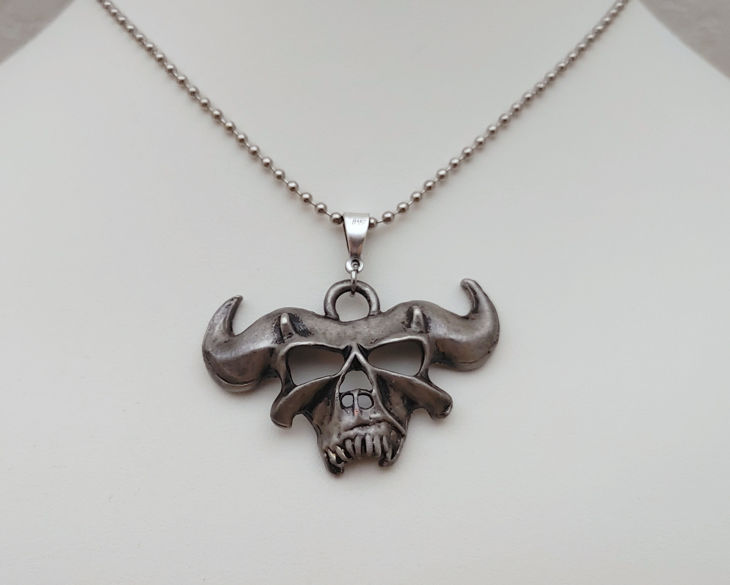 Danzig Skull Pendant Antiqued Silver Skull on Ball Chain - Etsy
