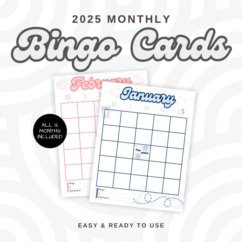 2025 Monthly Bingo Cards – Fun & Motivational Vision Board Printable ...