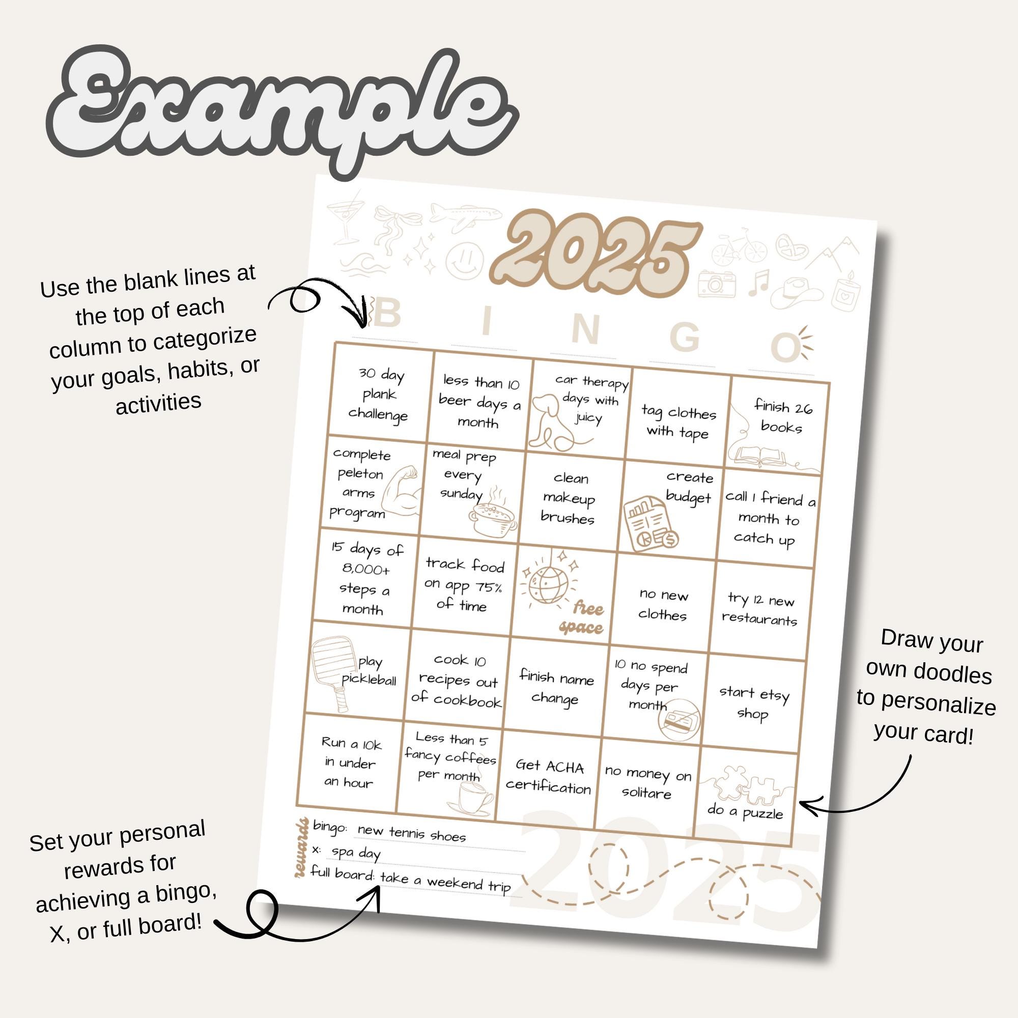 Blank 2025 Bingo Card Template – Customizable Printable for Goal ...