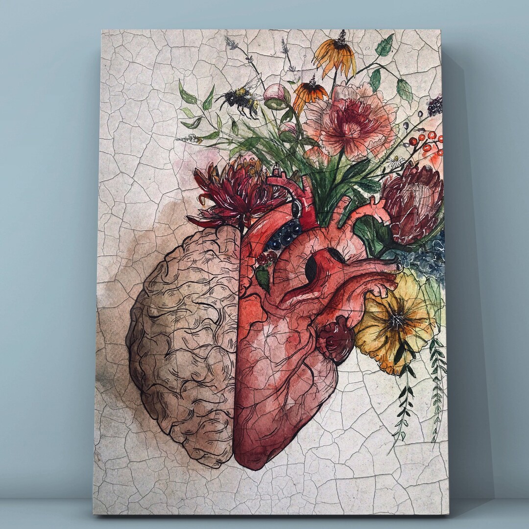 Poster heart Over Head / Floral / Watercolor / Abstract / Boho ...